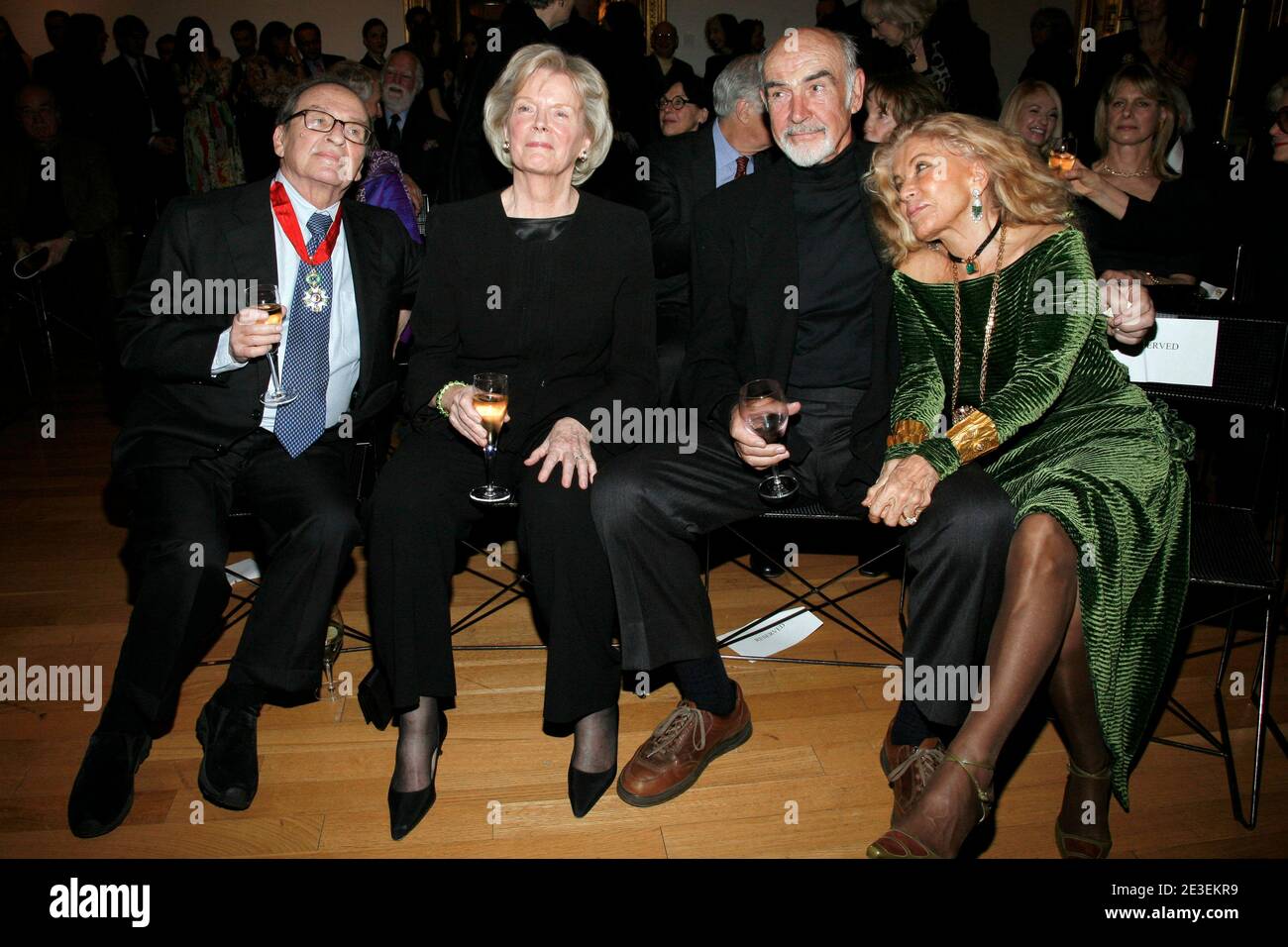 Sidney Lumet and wife Mary Gimbel seat near Sean Connery and wife ...