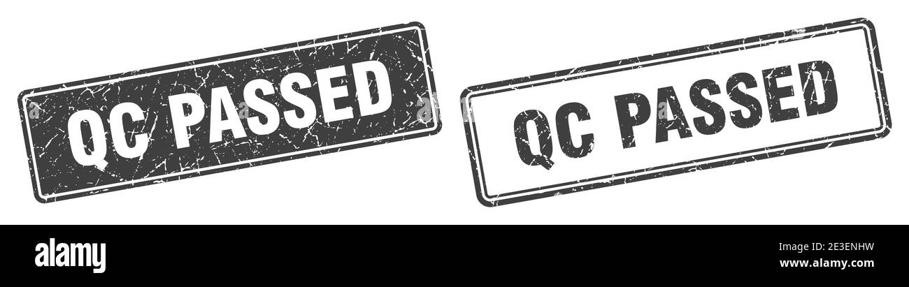 qc passed square stamp. qc passed grunge sign set Stock Vector Image ...