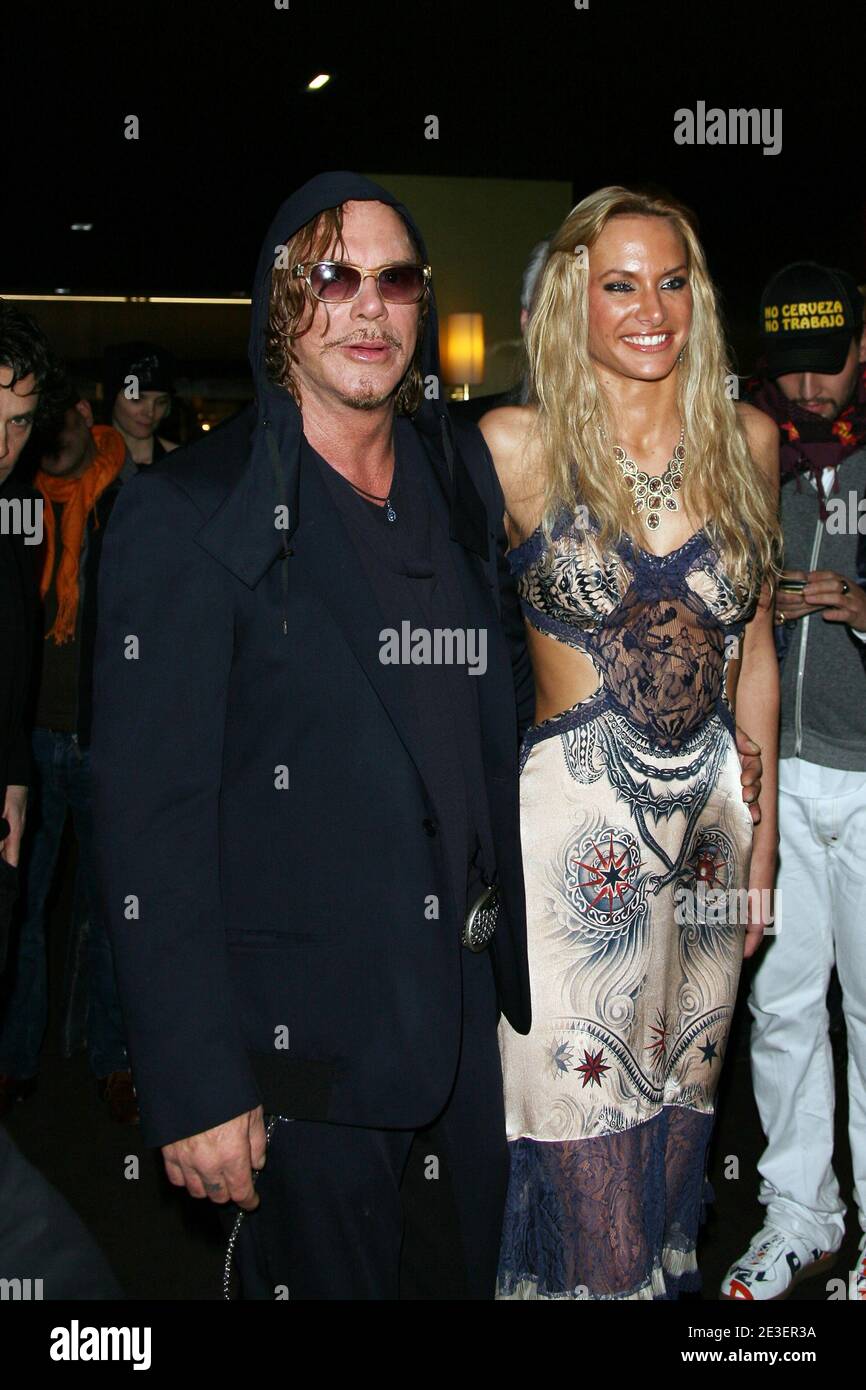 US actor Mickey Rourke arriving with his date (a French woman named ...