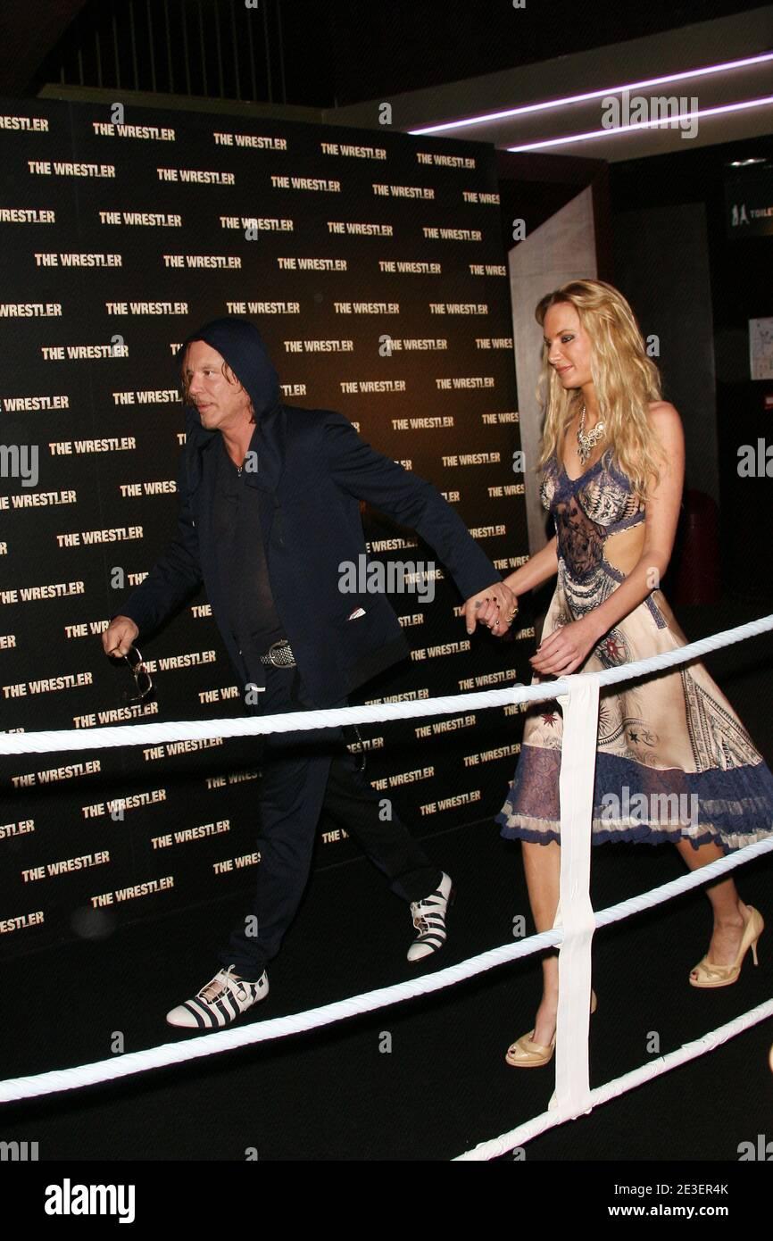 US actor Mickey Rourke arriving with his date (a French woman named ...