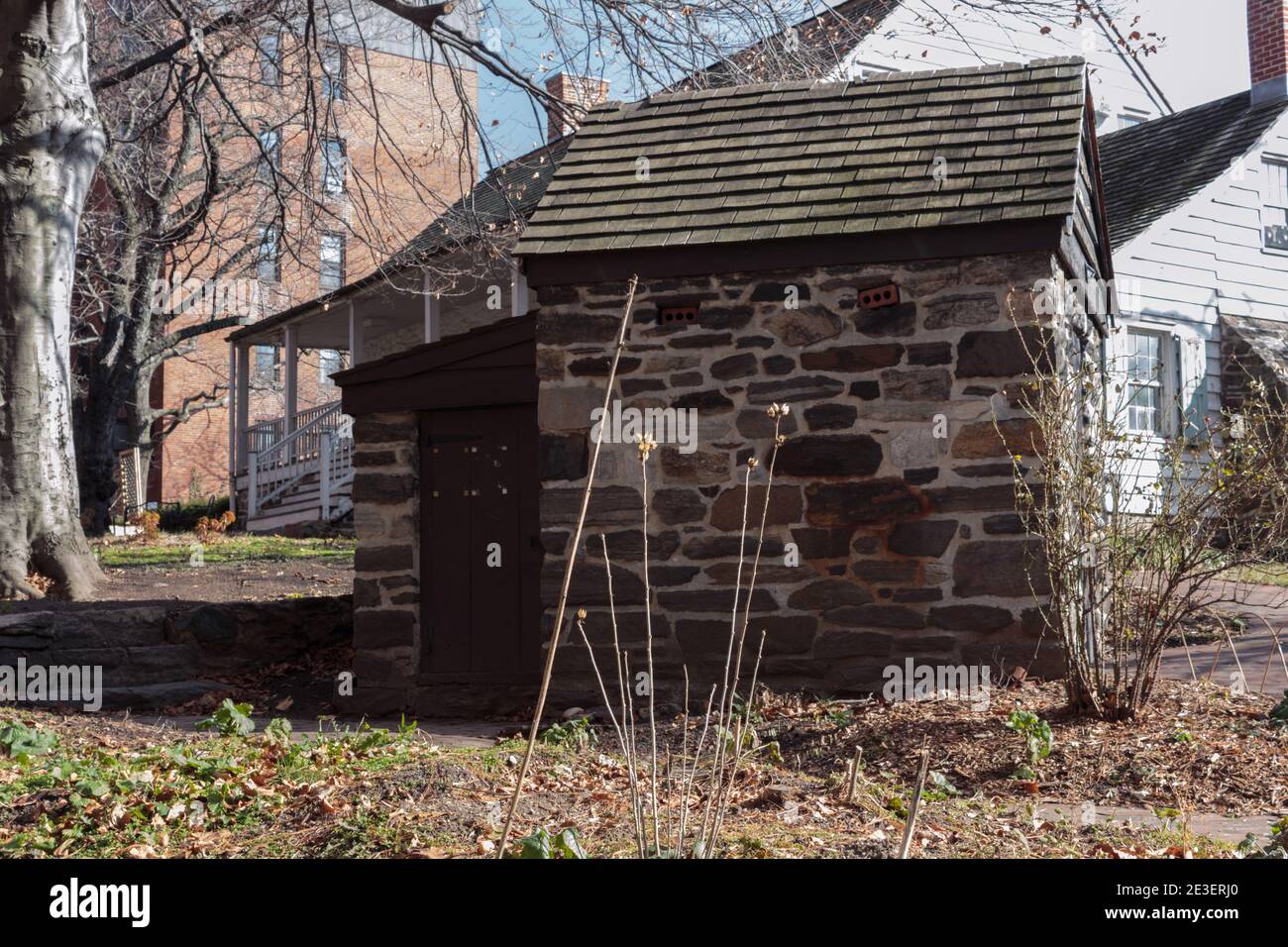 lateral view of a reproduction smokehouse built in 1916 on land of the ...