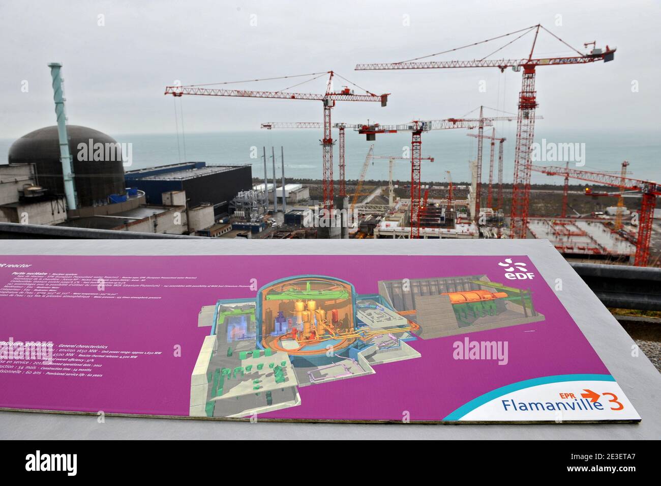 General view of Flamanville EPR 3 Nuclear Power Plant, at Flamanville ...