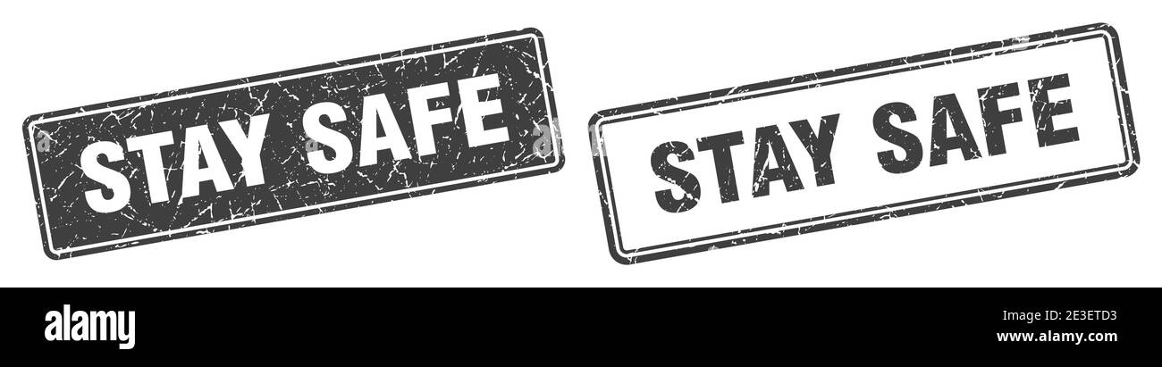 stay safe square stamp. stay safe grunge sign set Stock Vector Image ...