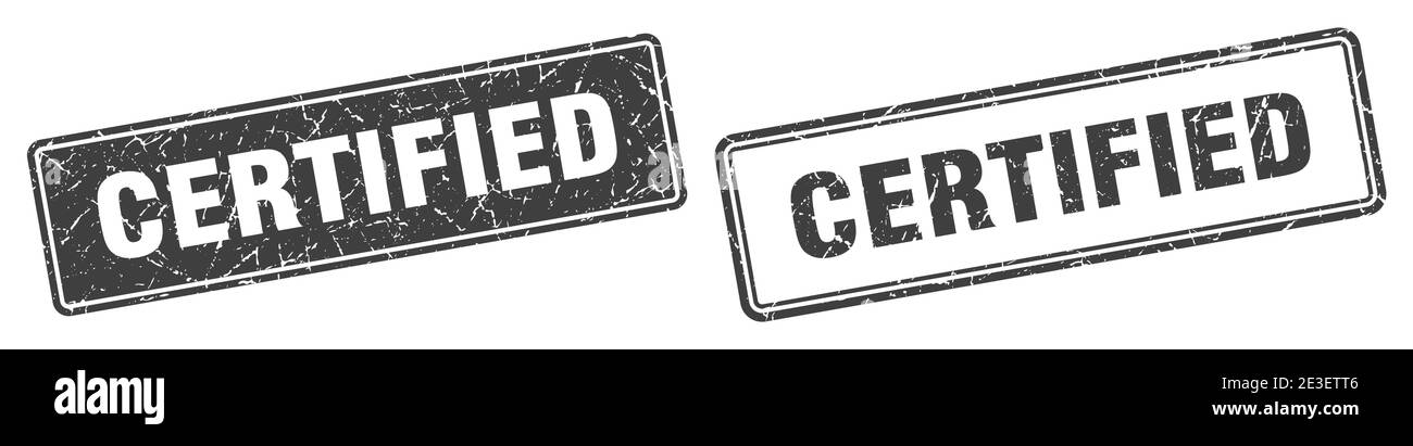 certified square stamp. certified grunge sign set Stock Vector Image ...