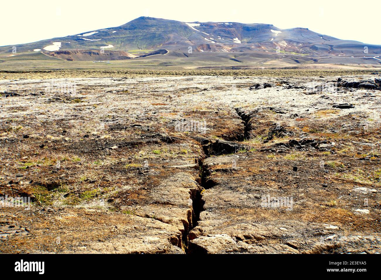Cracks in the ground due to volcanic activities at Krafla Lava Field ...