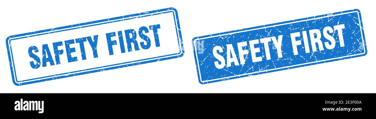 safety first square stamp. safety first grunge sign set Stock Vector ...