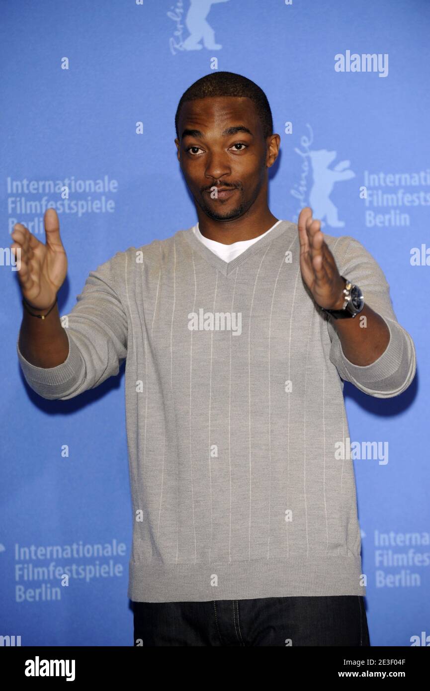 Actor Anthony Mackie poses during the press conference of the film ...