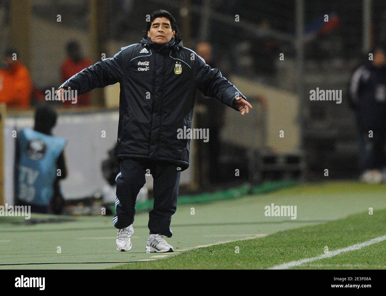 Argentinian national football team coach Diego Maradona during the International Friendly Soccer ...