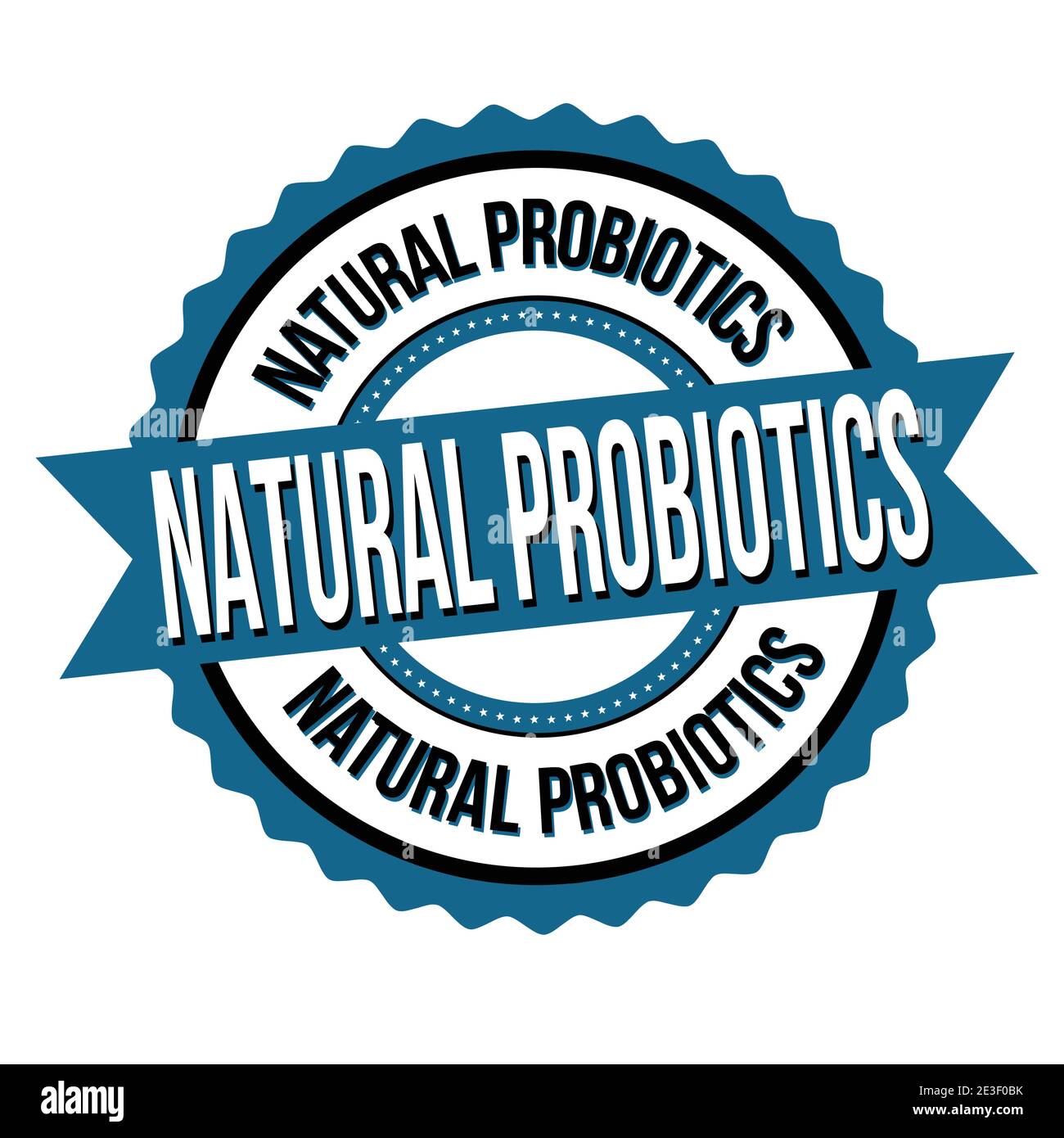 Natural probiotics label or sticker on white background, vector ...