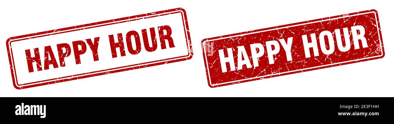 happy hour square stamp. happy hour grunge sign set Stock Vector Image ...