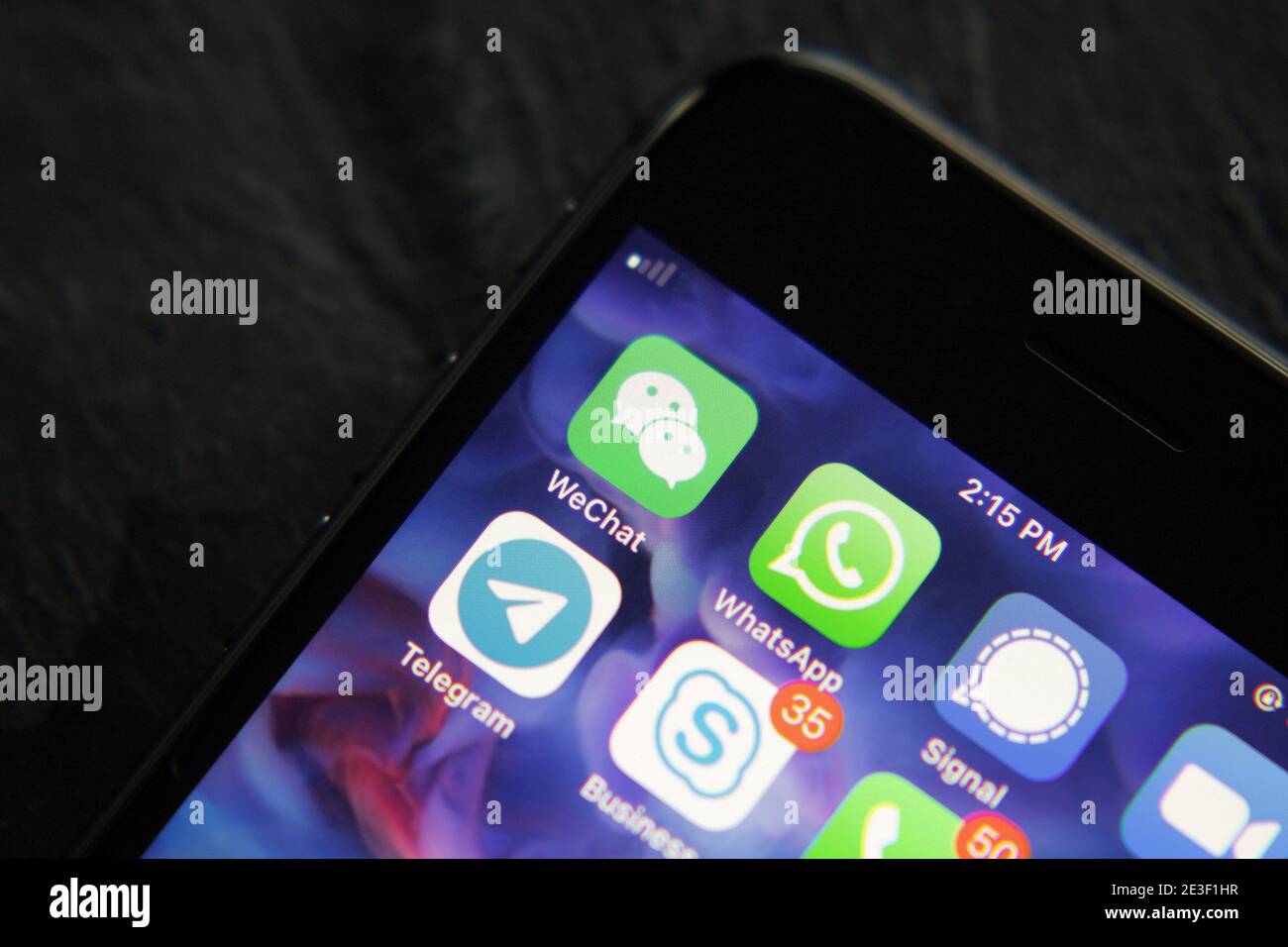 WeChat mobile app icon is seen on a smartphone. WeChat is a ...