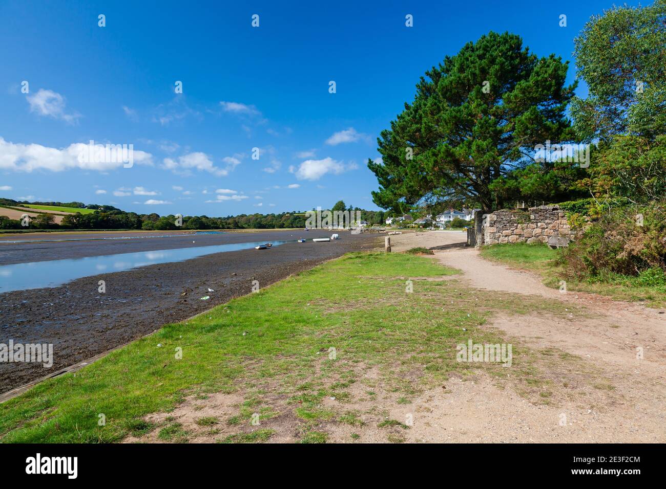 Sunny day at Devoran Quay in Restronguet Creek Cornwall England UK ...