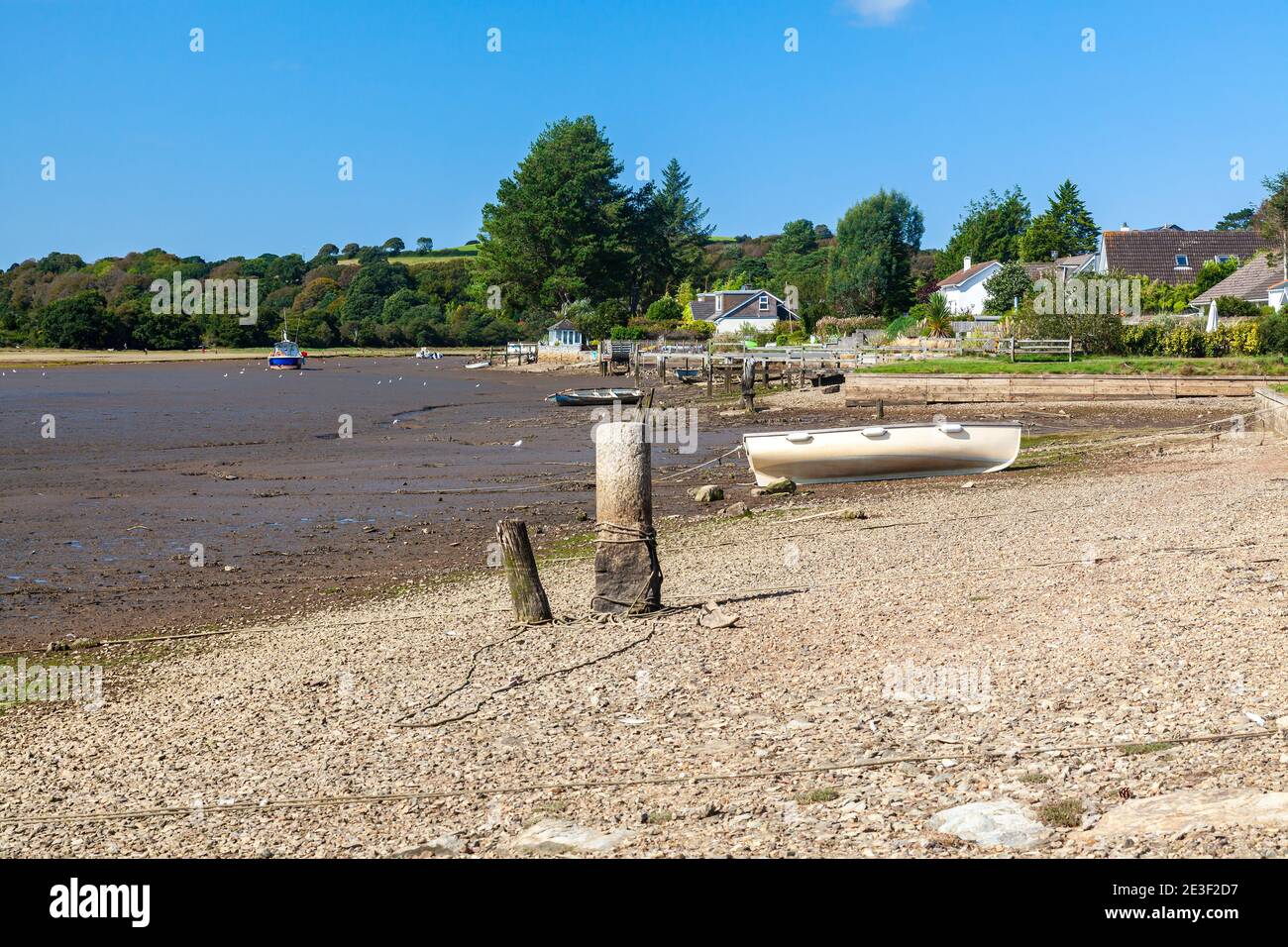 Sunny day at Devoran Quay in Restronguet Creek Cornwall England UK ...