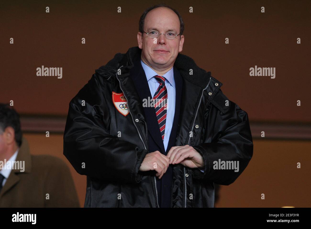 Prince Albert watches the match Monaco v Olympique Marseille in Monaco ...