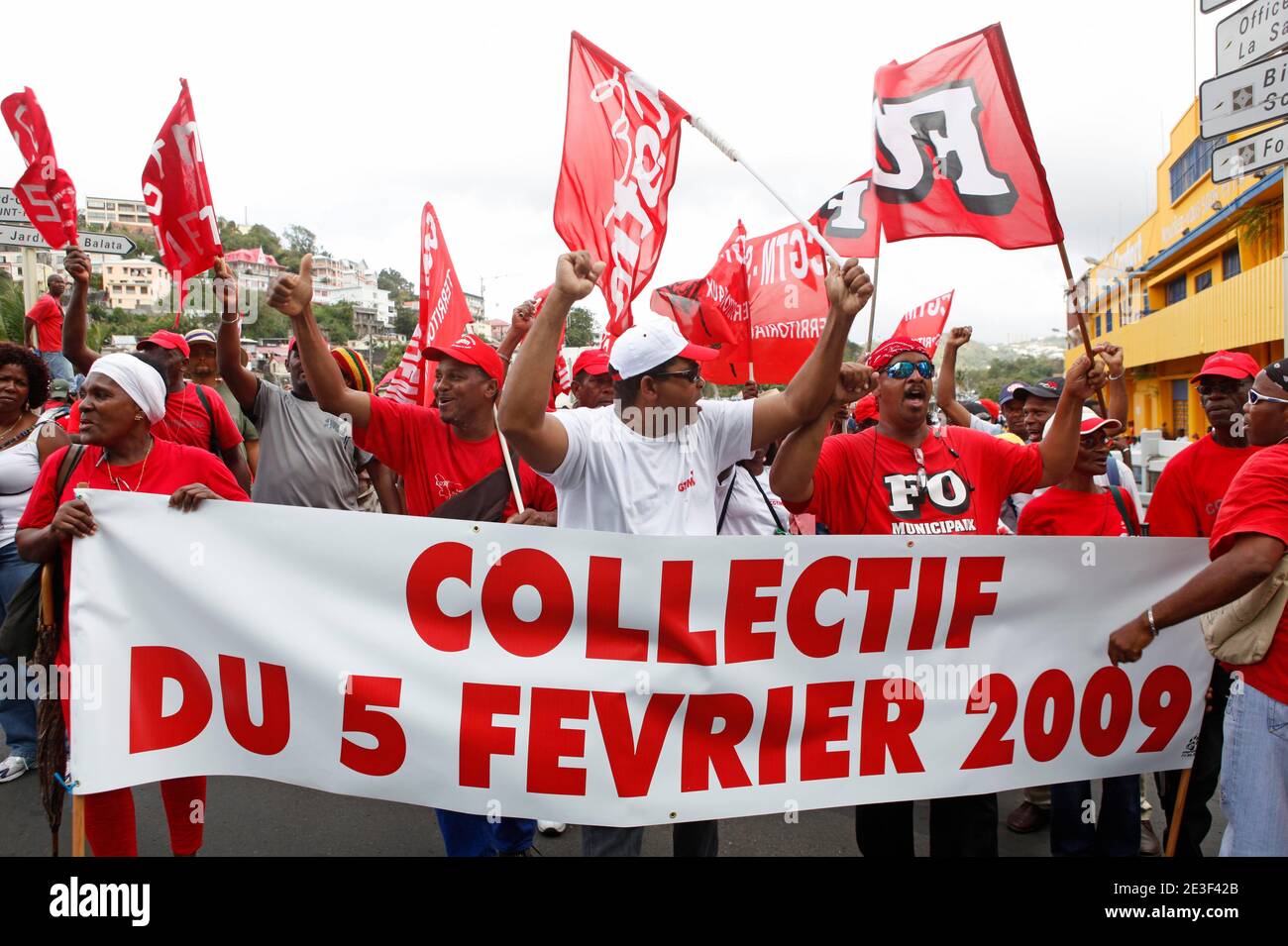 12th day of general strike in Martinique. Demonstration of 'Collectif ...