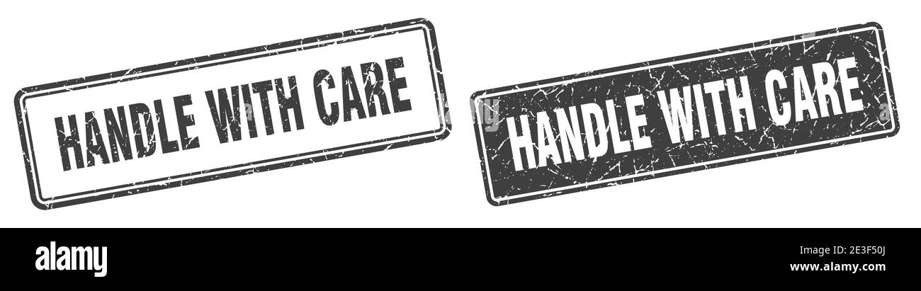 handle with care square stamp. handle with care grunge sign set Stock ...