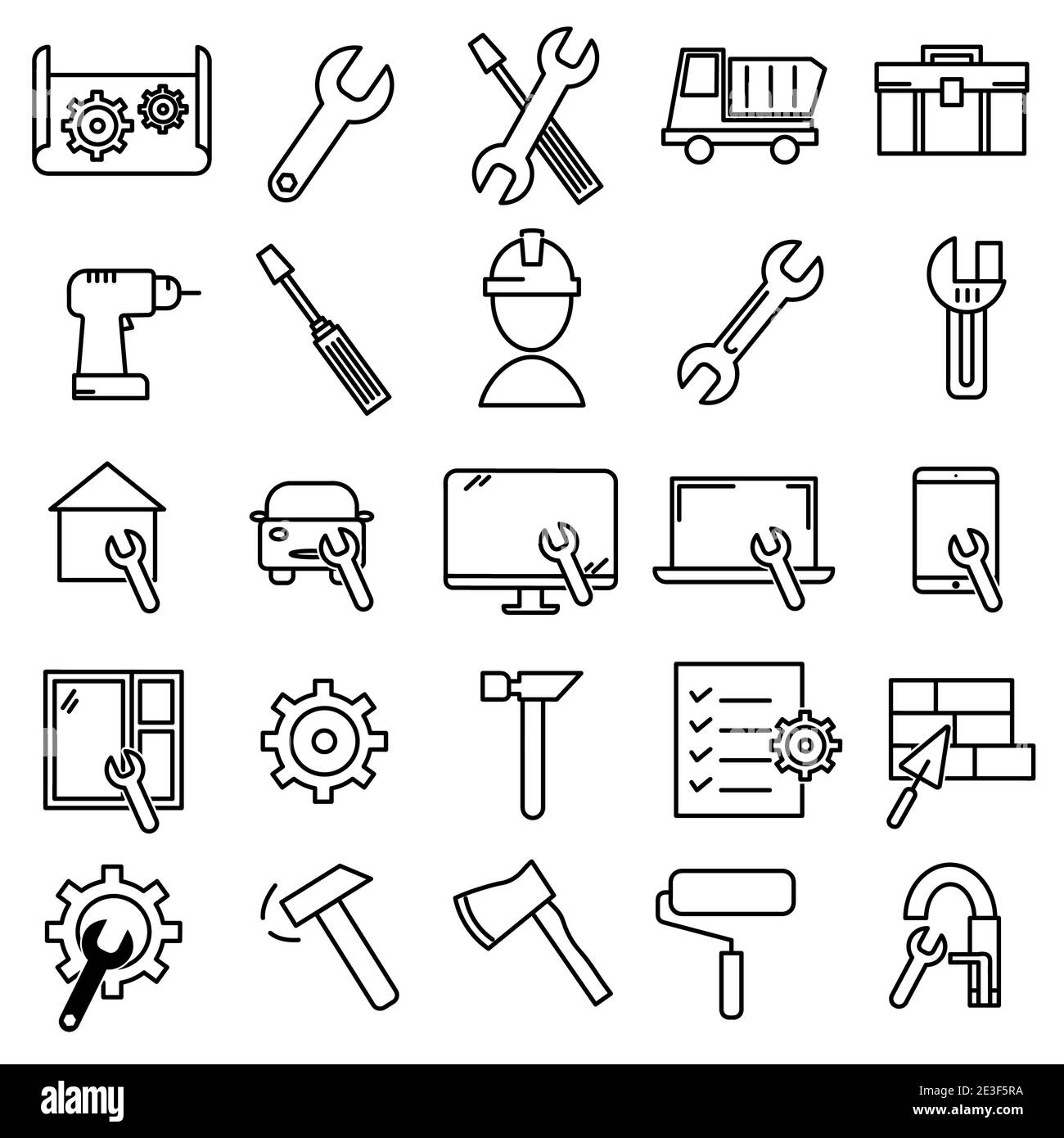 Repair devices and another stuff icon set. Pictogram for web. Line ...