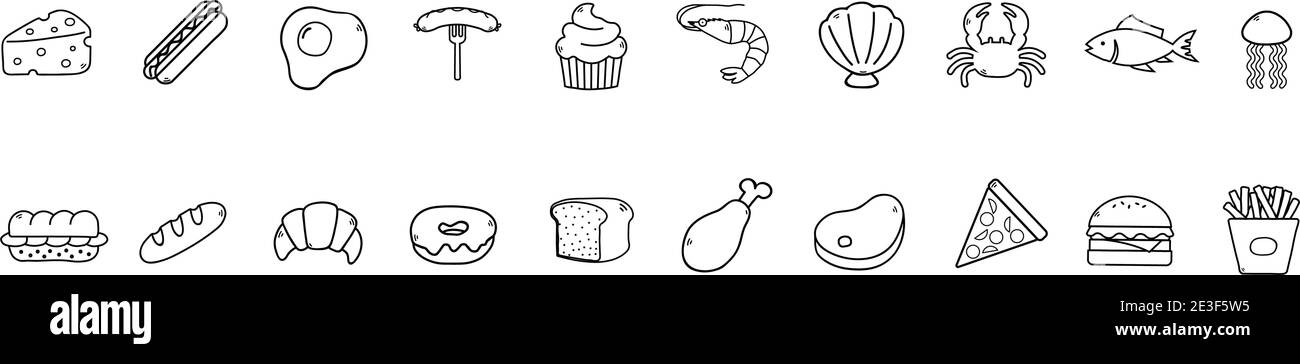 Abstract food set on white background - Vector illustration Stock ...