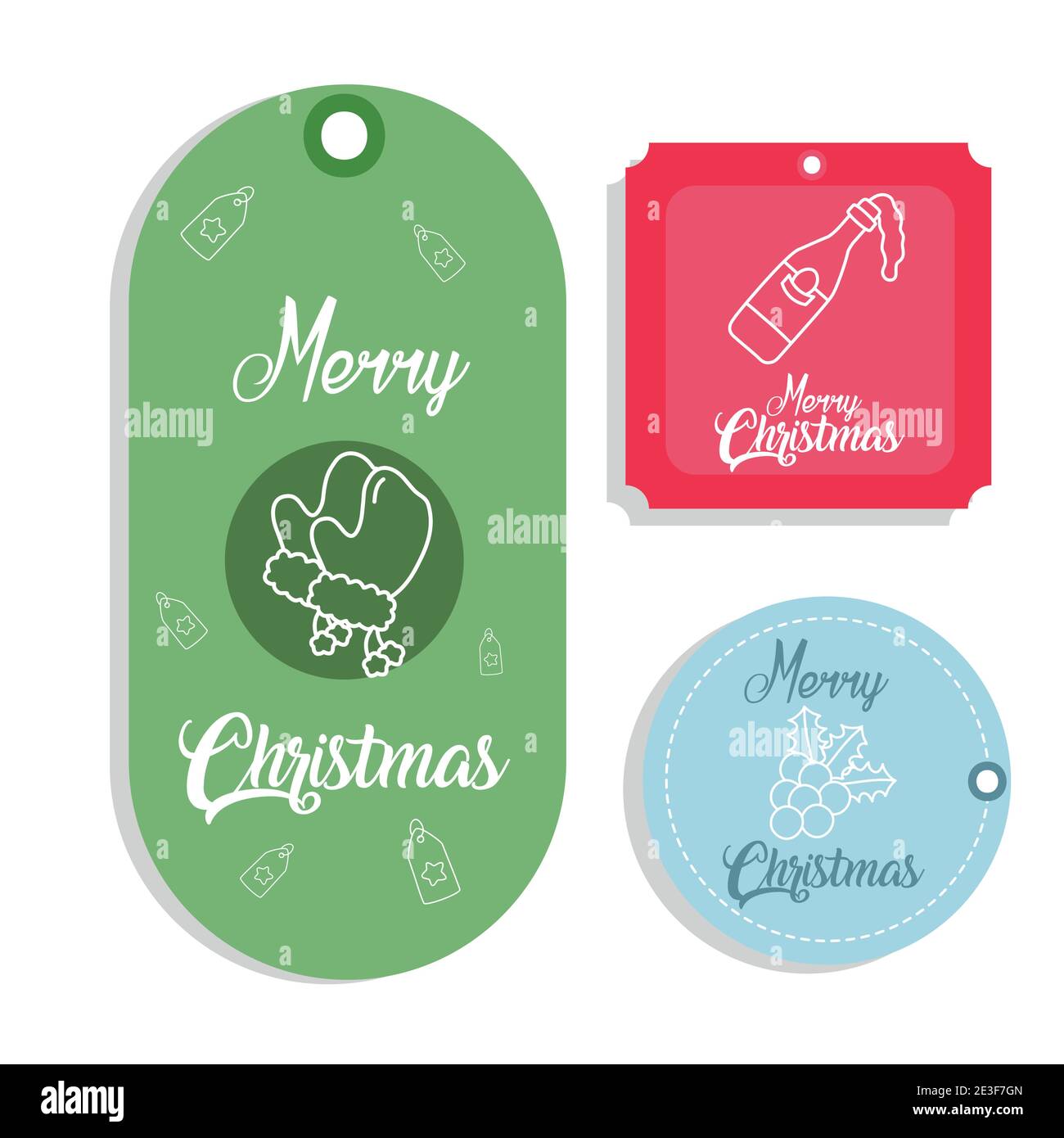 merry christmas labels set design, winter season and decoration theme ...