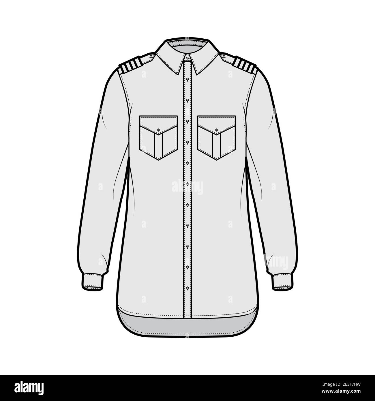 Shirt pilot airline technical fashion illustration with chevron, long ...
