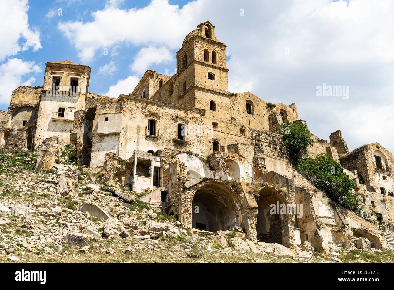 Scenic ruins of abandoned buildings in Craco, an abandoned ghost town ...