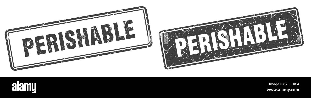perishable square stamp. perishable grunge sign set Stock Vector Image ...