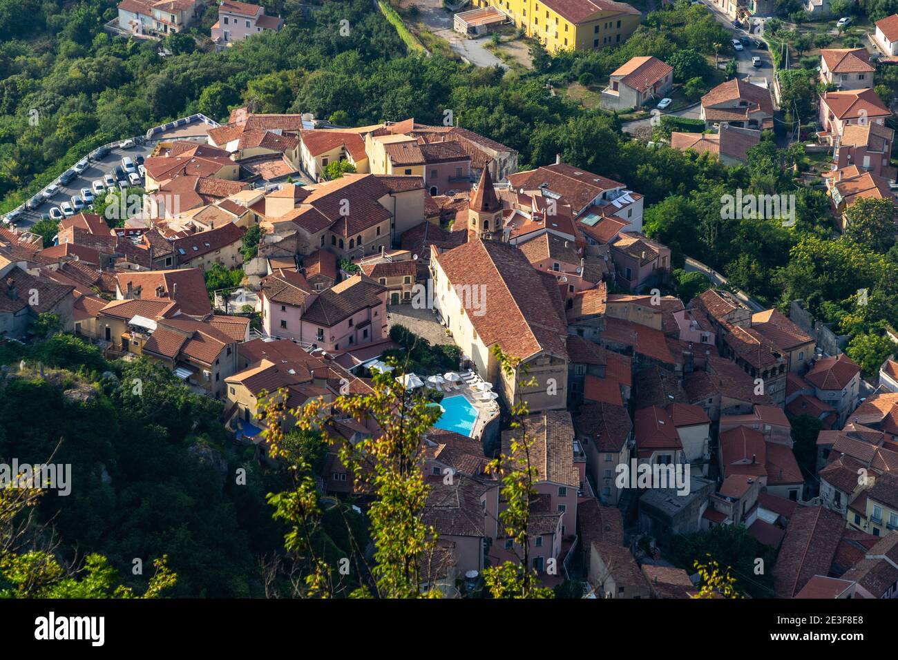 Aerial view of the town of Maratea on the Tyrrhenian coast of ...