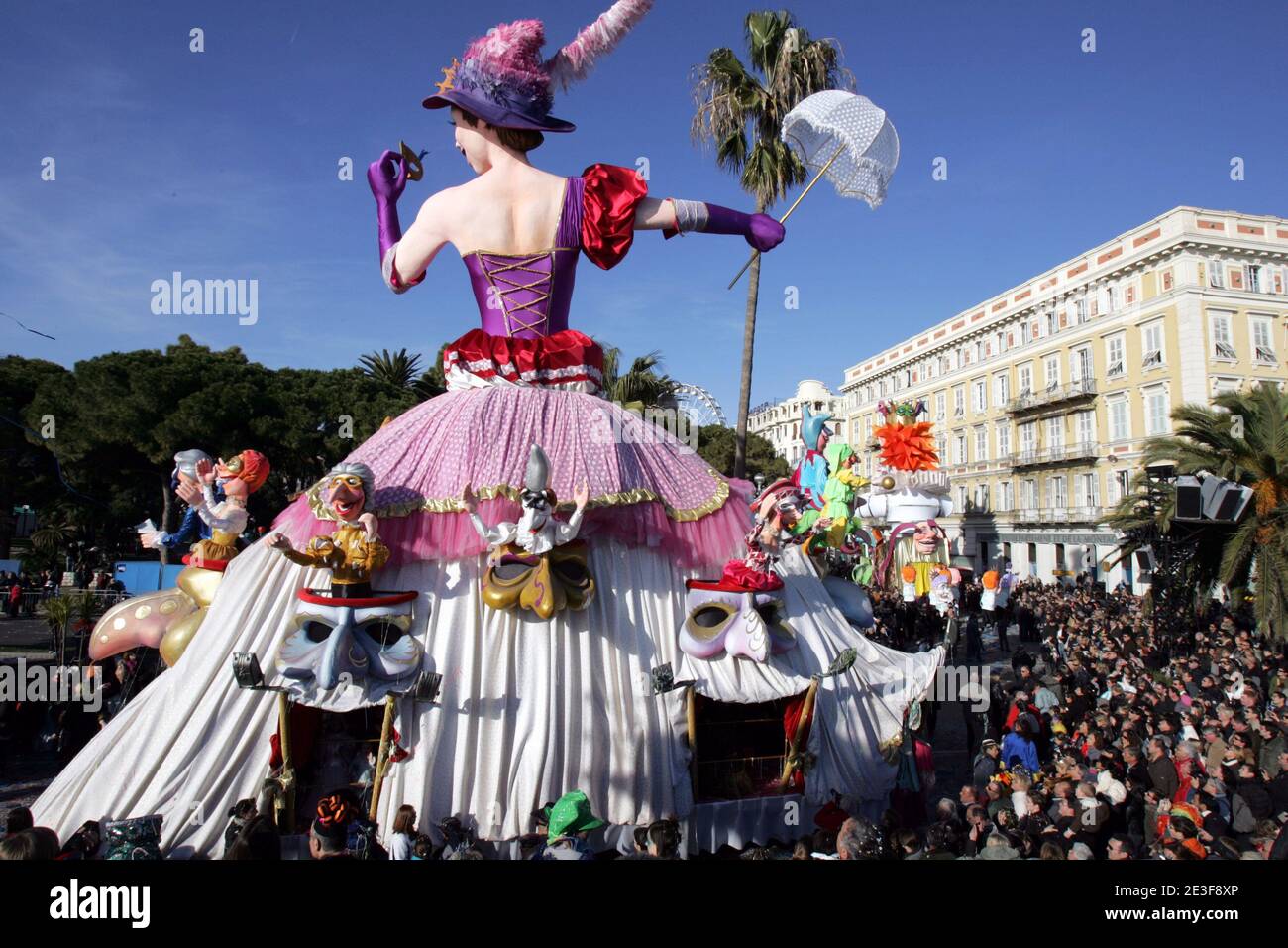 The Queen of the Carnival float parades during the 125th Nice Carnival ...