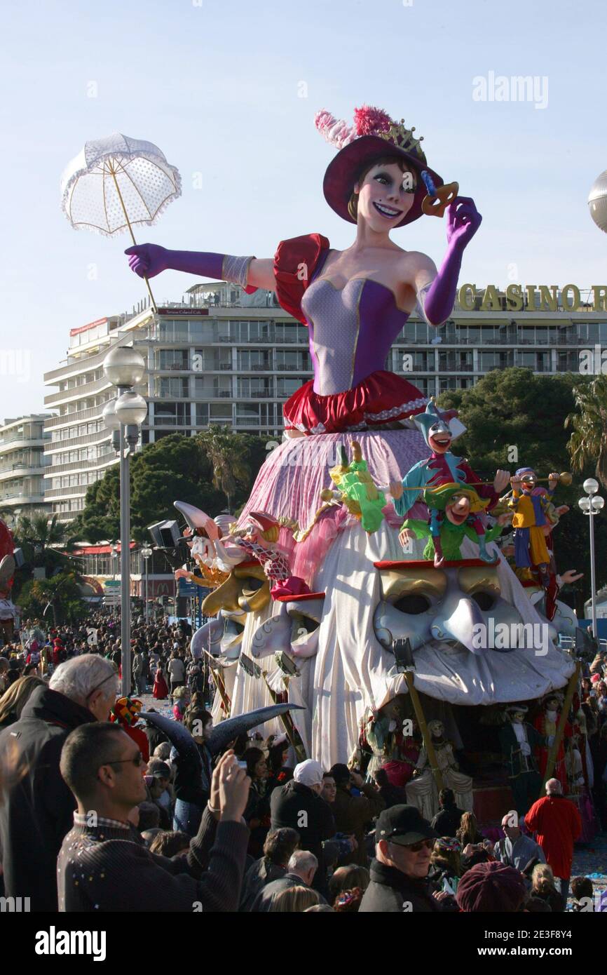 The Queen of the Carnival float parades during the 125th Nice Carnival ...