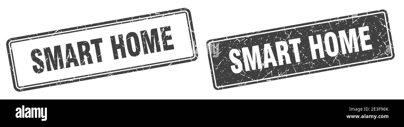 smart home square stamp. smart home grunge sign set Stock Vector Image ...
