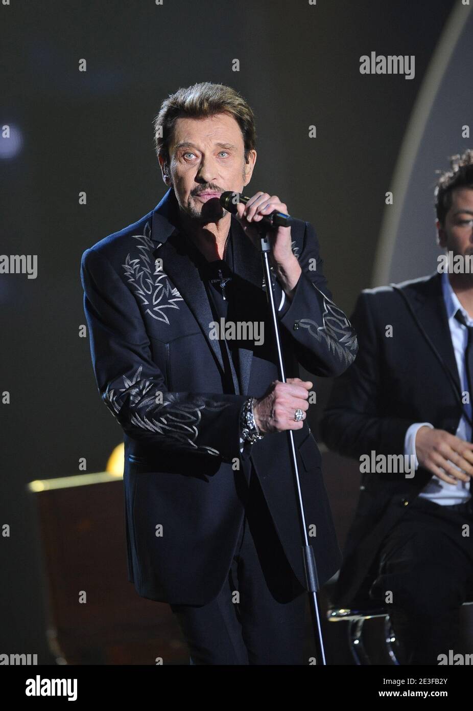 French singer Johnny Hallyday perfoms live during the 24th Victoires de ...