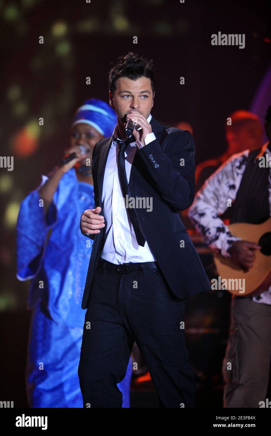 French singer Christophe Mae performs live during the 24th Victoires de ...
