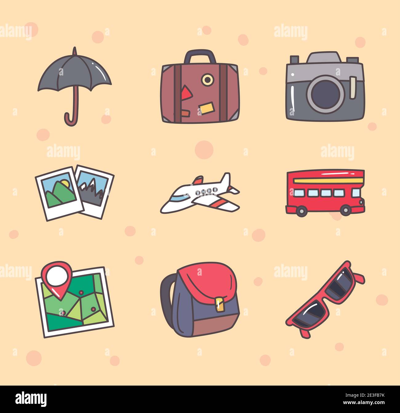 travel icon set design, trip tourism and journey theme Vector ...