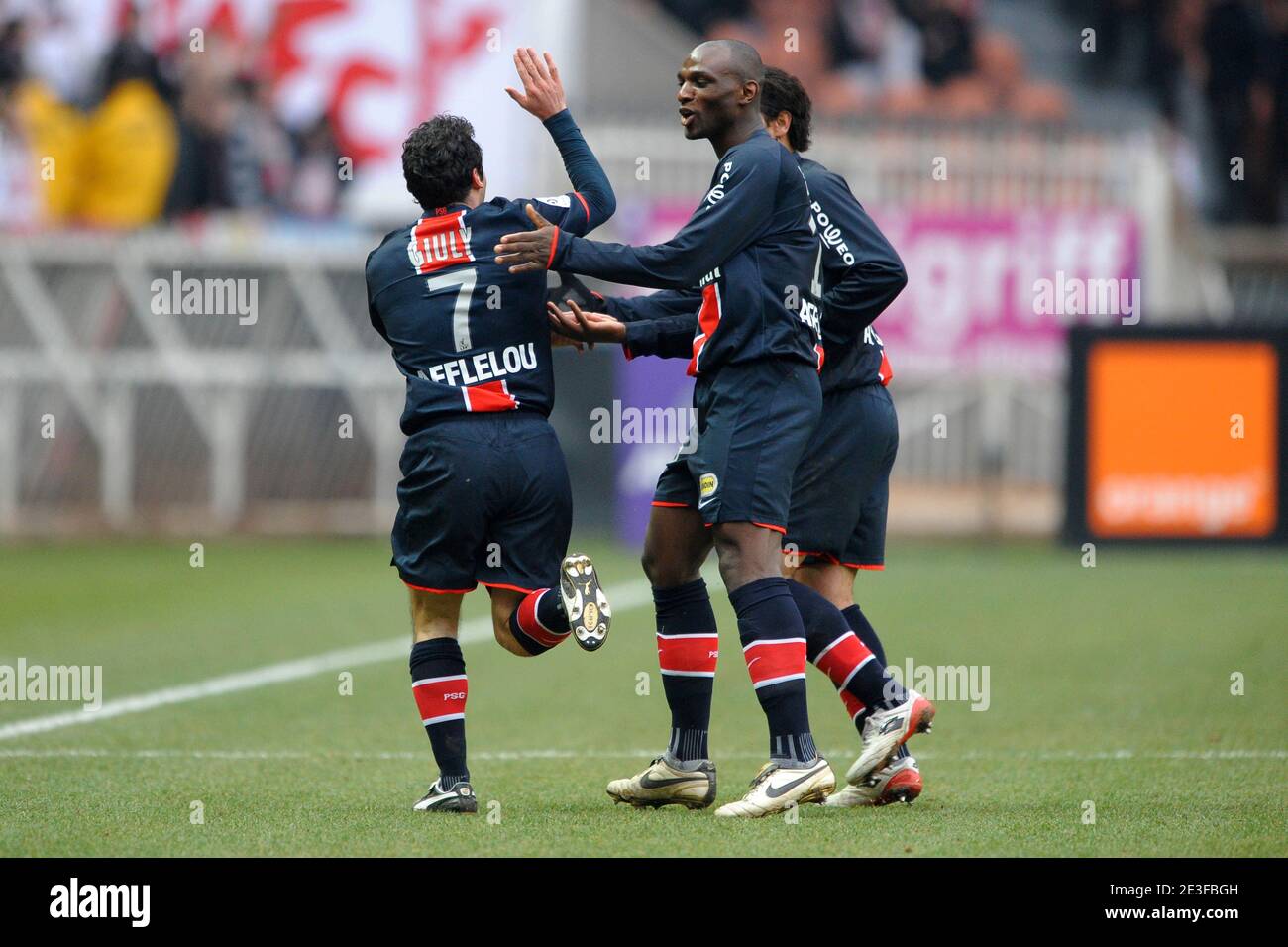 Joy of Goal of Ludovic Giuly for 2-0 during the French First League ...