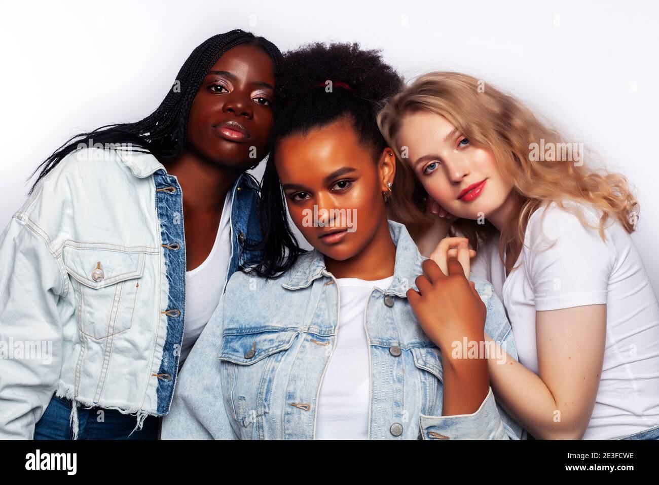 diverse multi nation girls group, teenage friends company cheerful ...