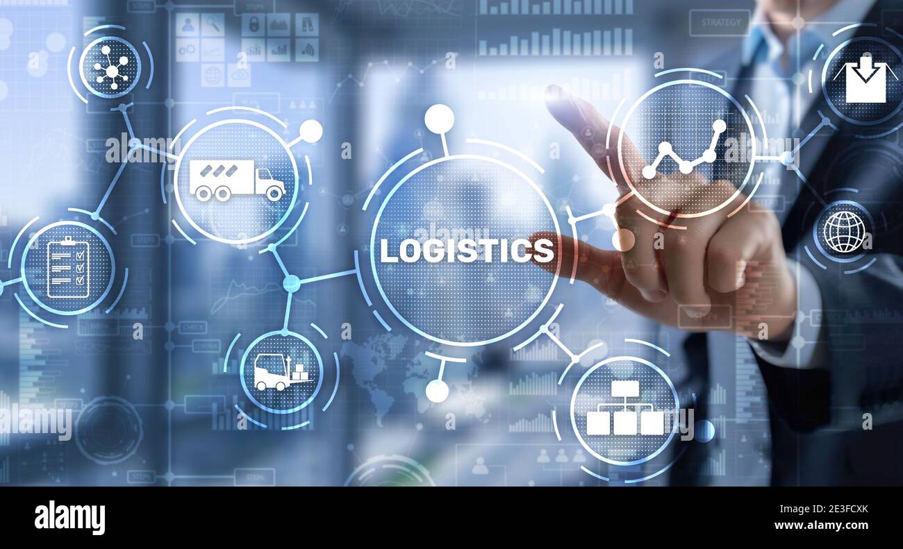 Logistic network distribution and transport concept. Goods delivery ...