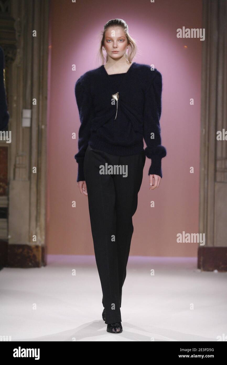 A model displays a creation by French designer Anne-Valerie Hash for ...