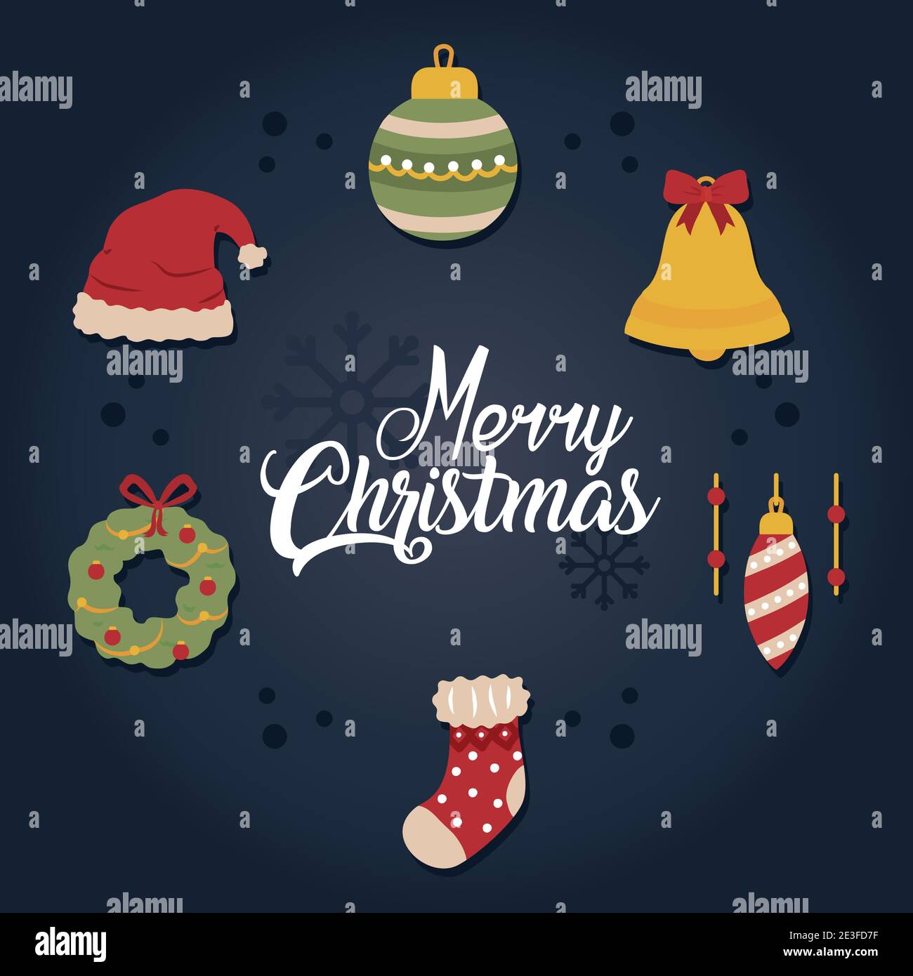 merry christmas circle set of icons design, winter season and ...