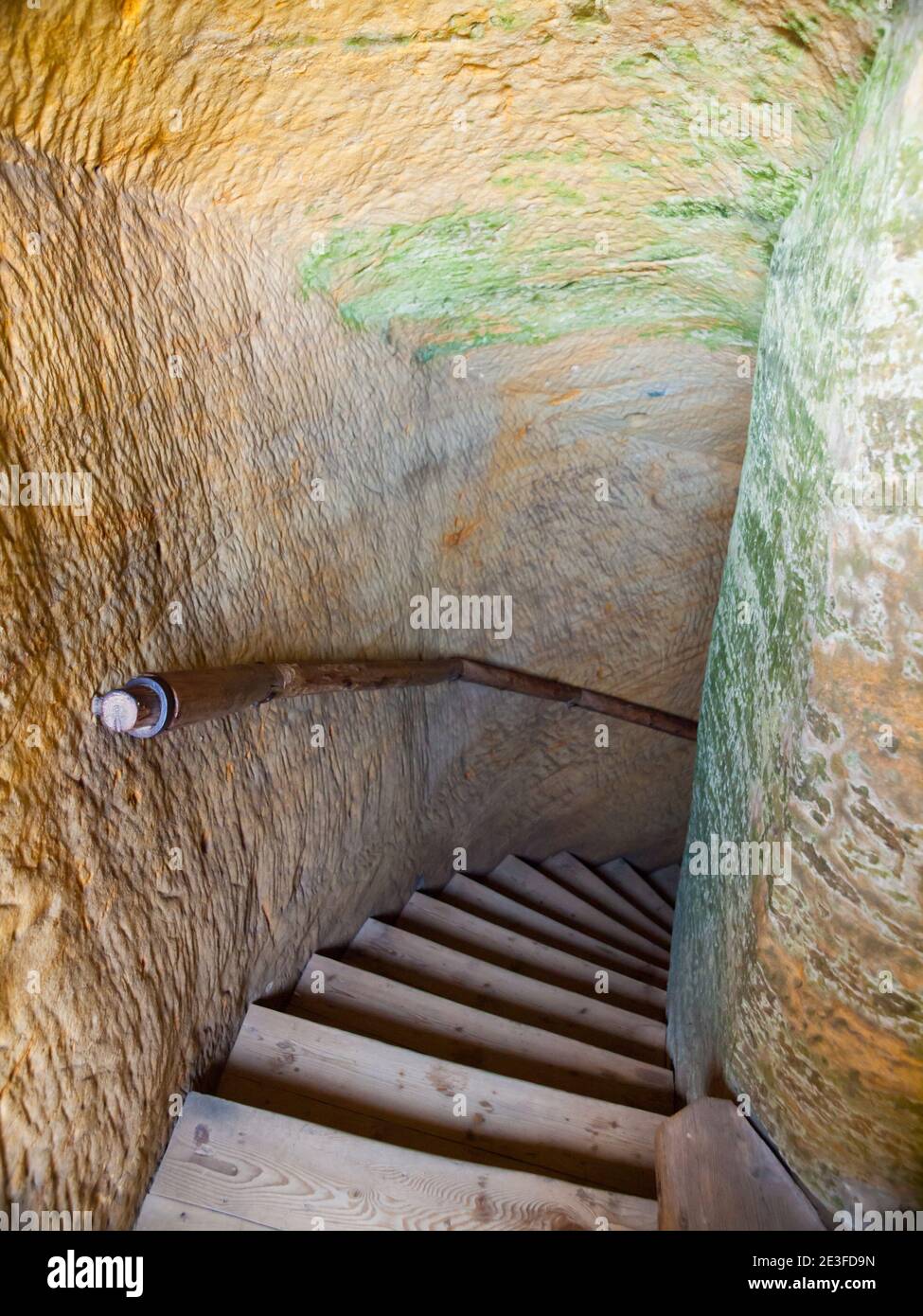 Old hidden narrow stairway in medieval castle Stock Photo - Alamy