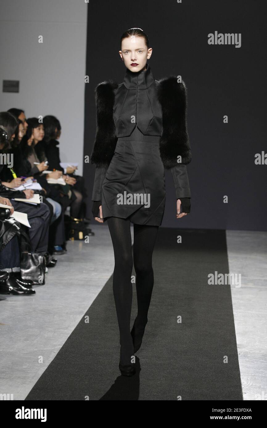 A model presents a creation by Belgian designer Bruno Pieters during ...