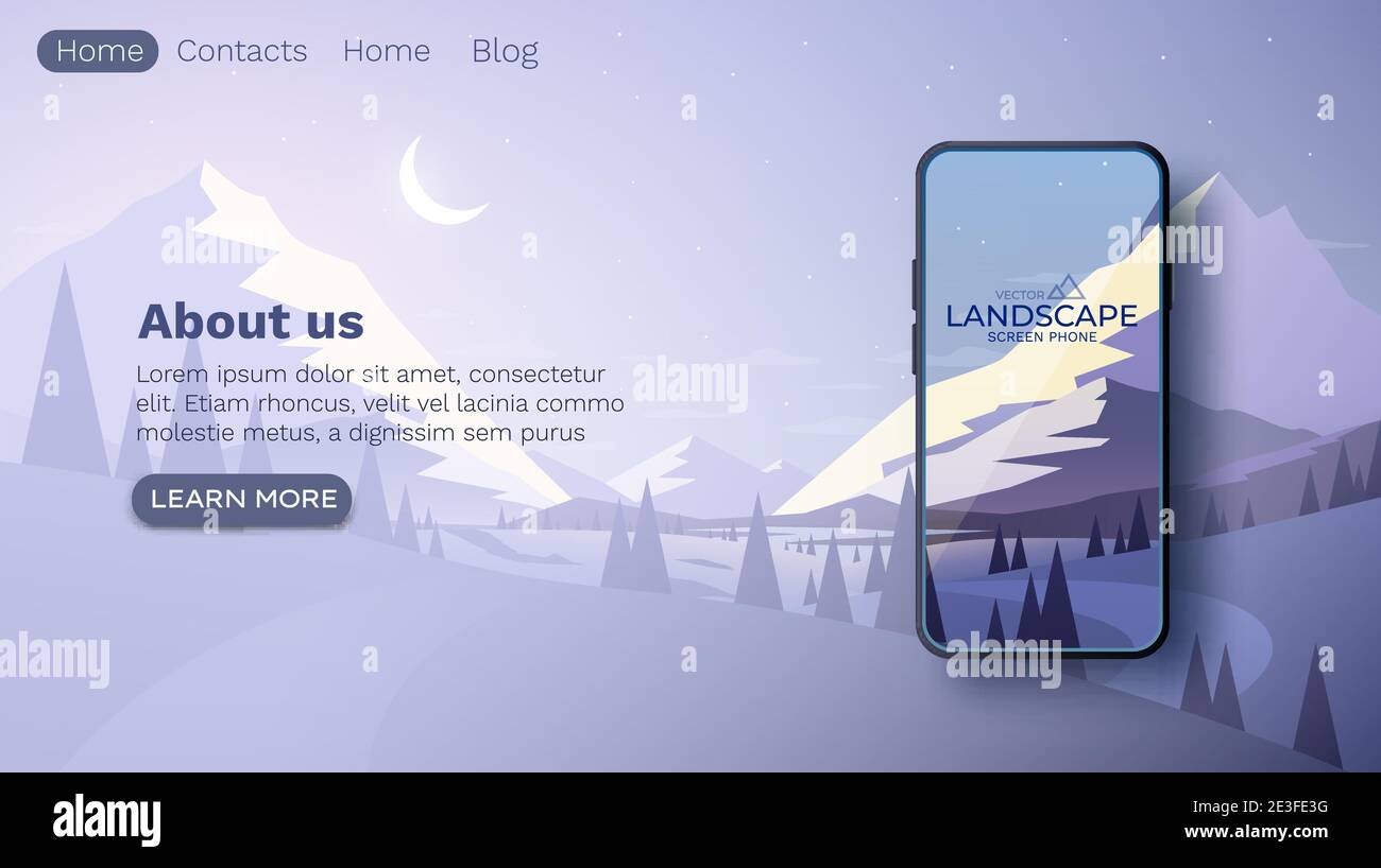 Winter mountains landscape. Smartphone mobile screen, landscape mobile ...