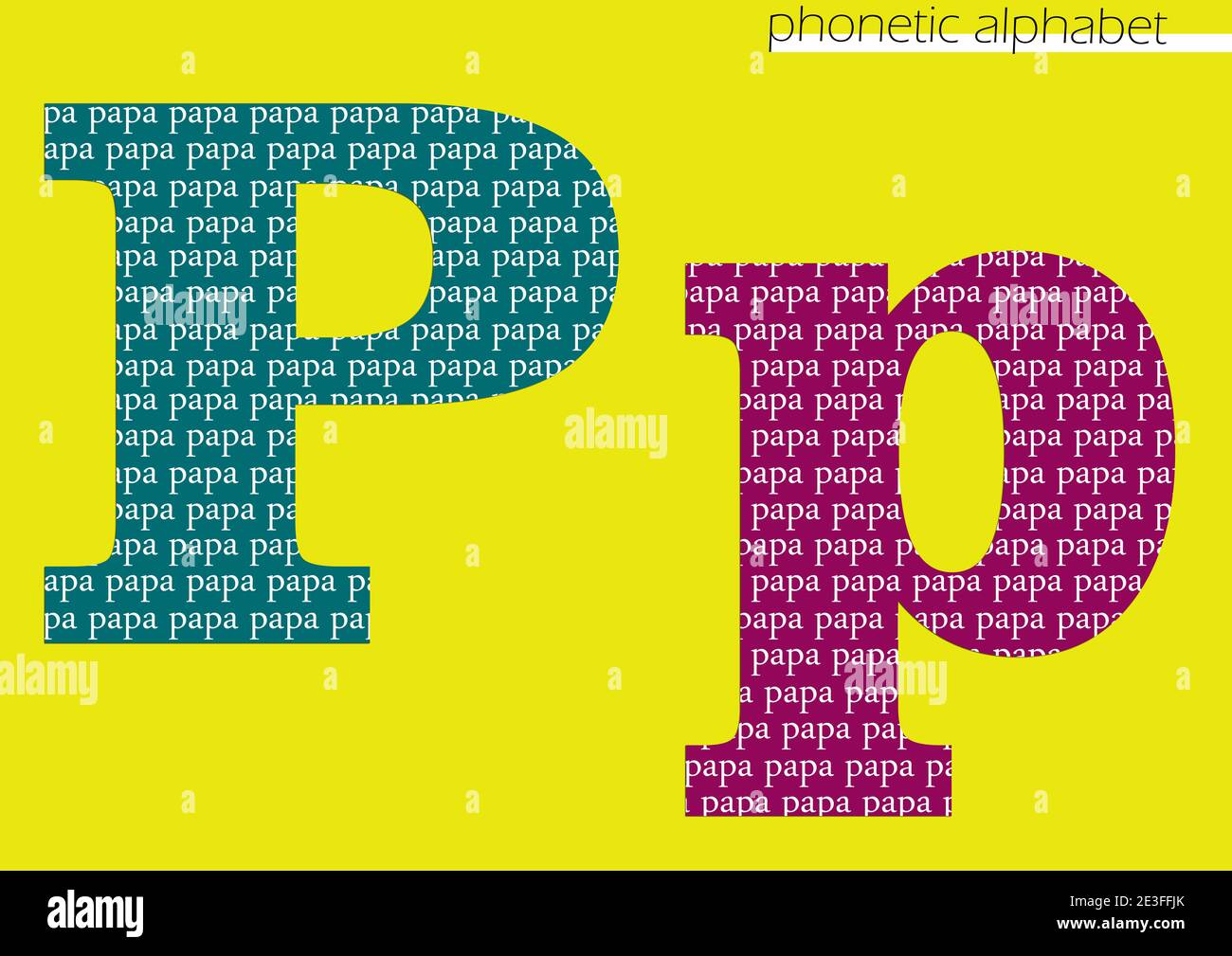 P (papa) 3d illustration phonetic alphabet design for decoration with ...