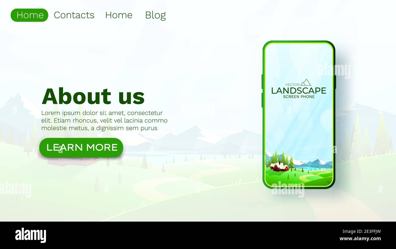 Smartphone mobile screen, Summer landscape mobile display. Nature ...