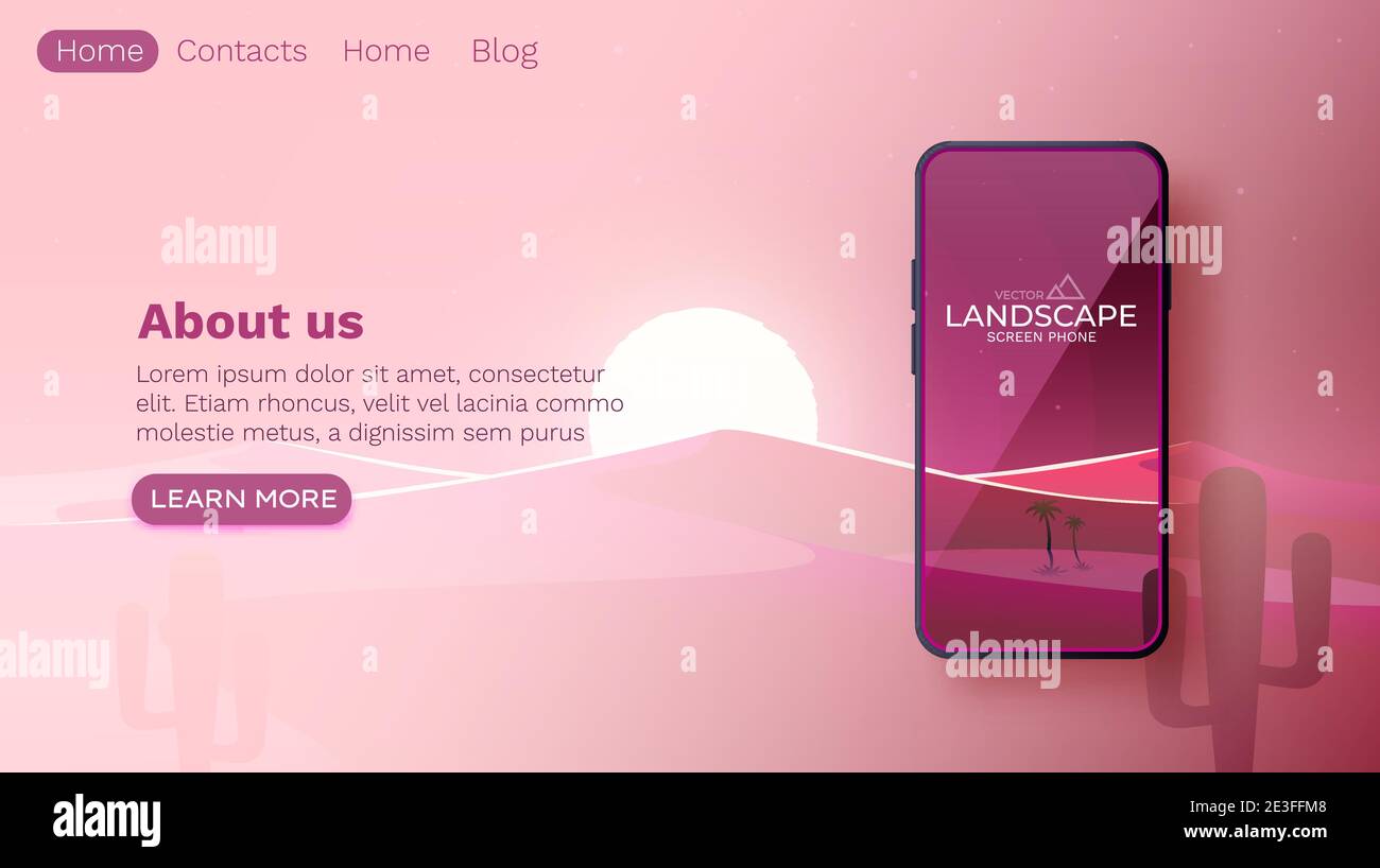 Smartphone mobile screen, desert landscape mobile display. Nature ...