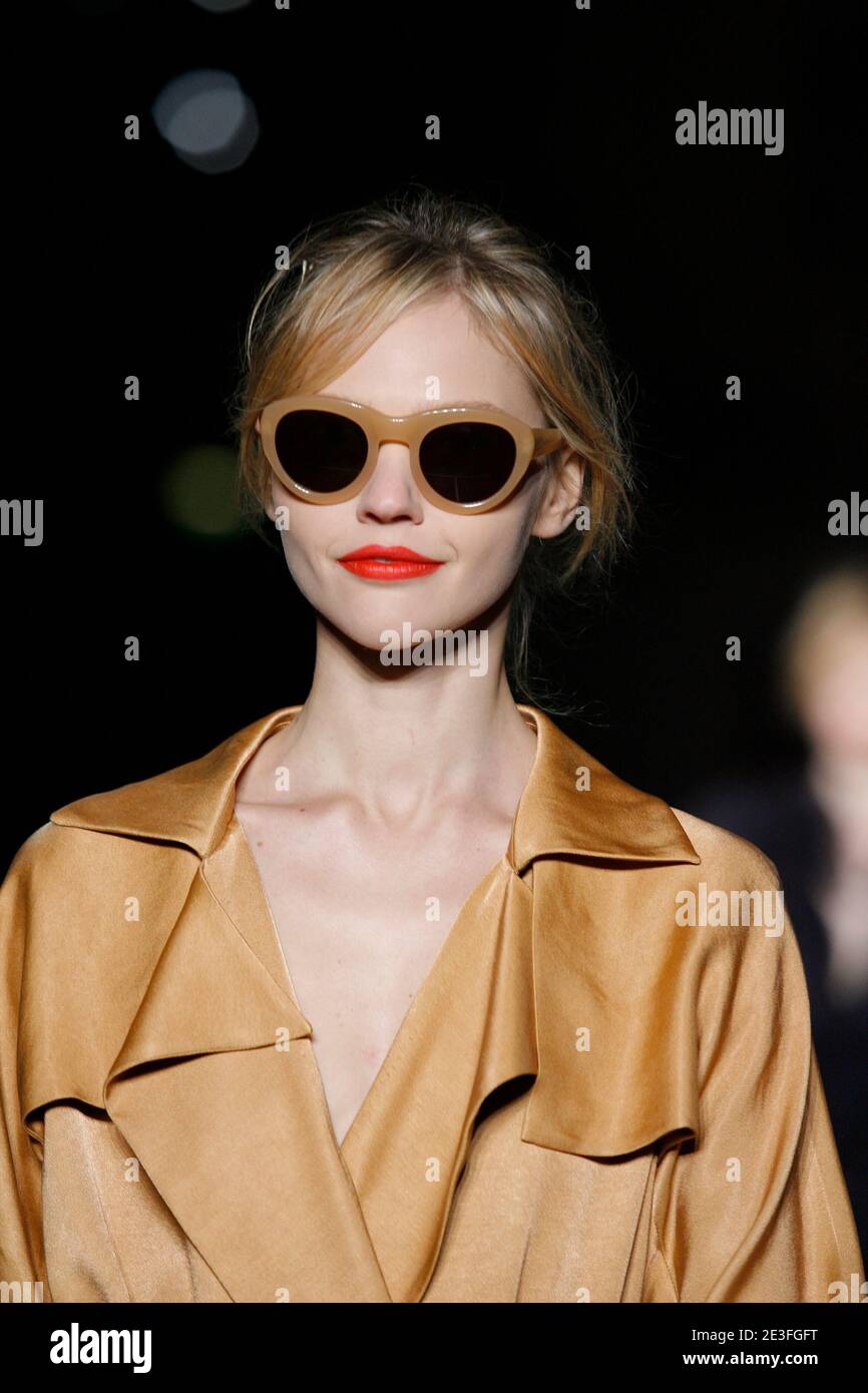 A model displays a creation by Belgian designer Dries Van Noten for his ...