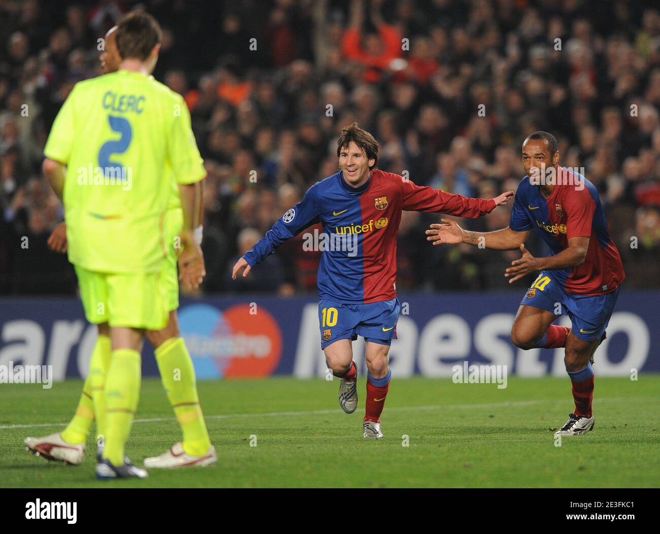 Barcelona's Thierry Henry celebrates after scoring with his tem mate ...
