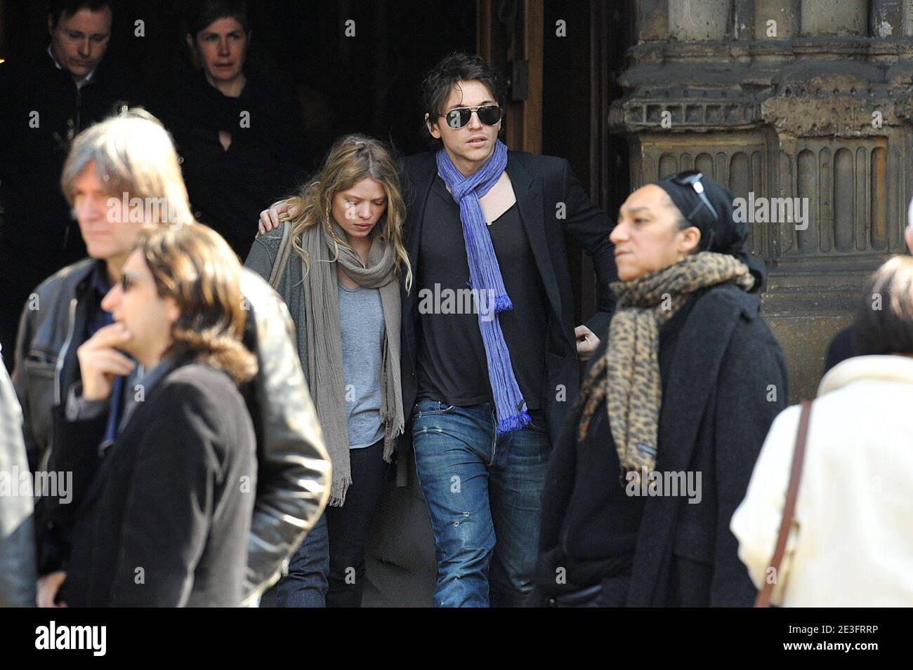 Melanie Thierry and Raphael leaving French singer Alain Bashung's ...