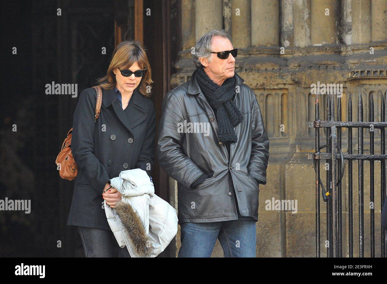 Alexandra Kazan leaving French singer Alain Bashung's funeral ceremony ...