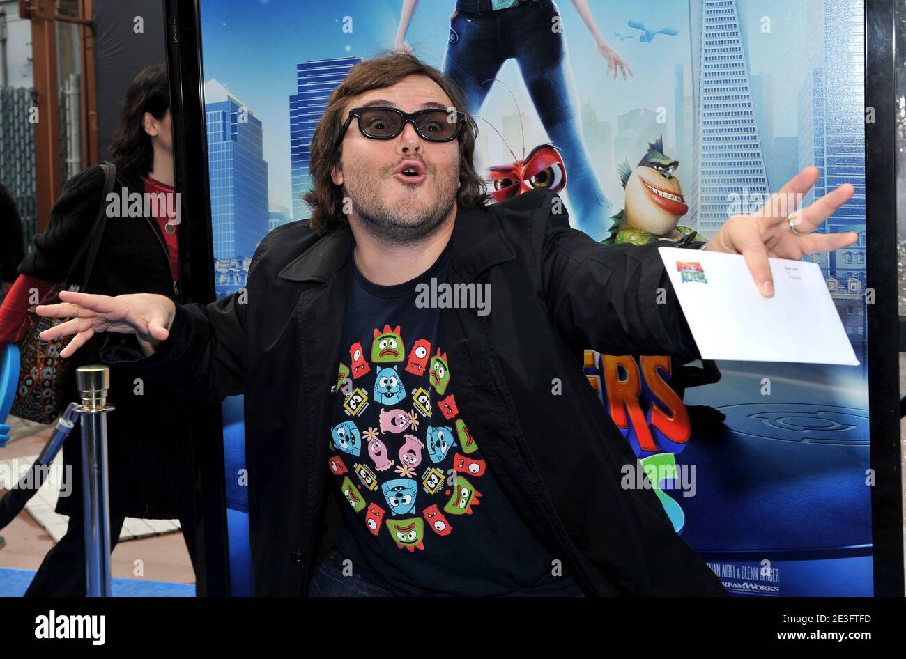 Jack Black arriving at the premiere of 'Monsters vs. Aliens' held at ...