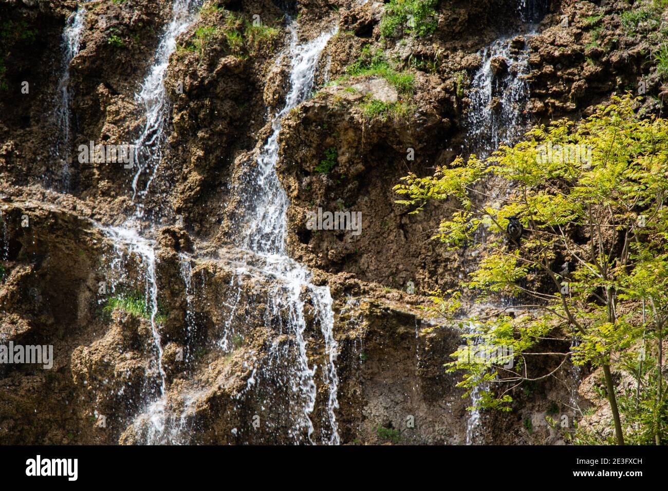Small rocky waterfall pouring into a small pool Stock Photo - Alamy